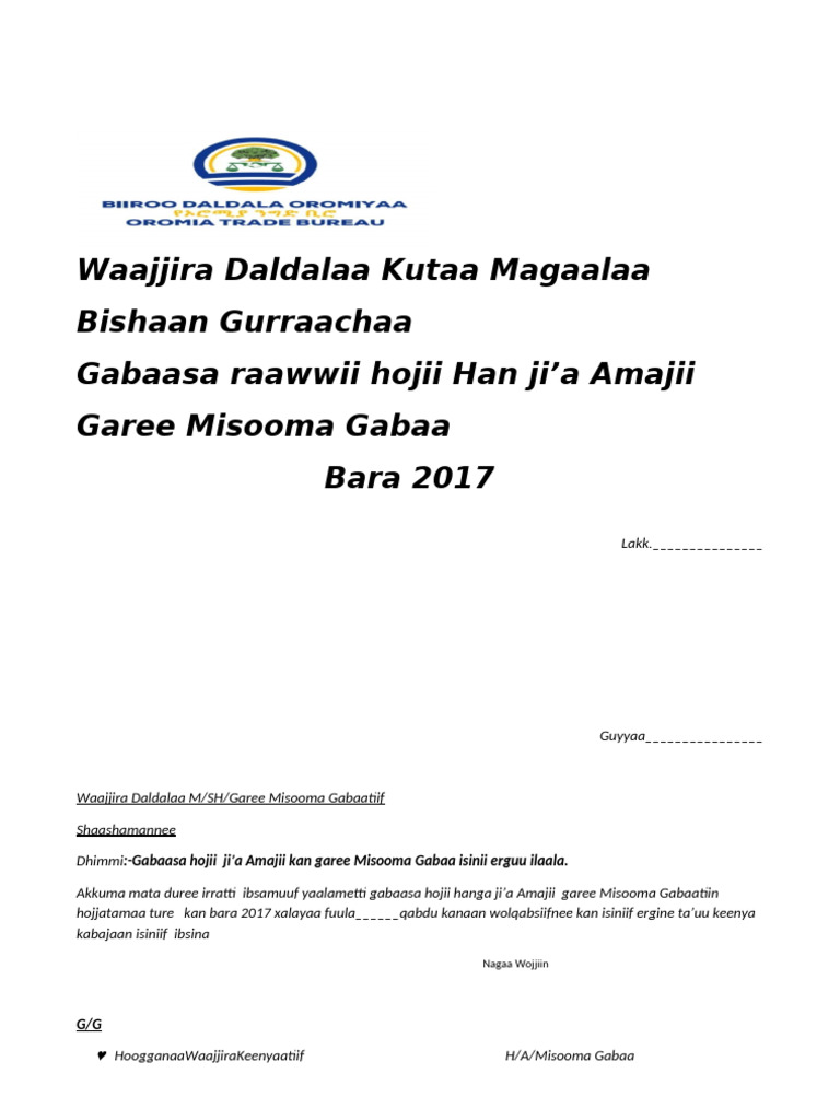 Gabaasa Ji'a Amajii GMG | PDF