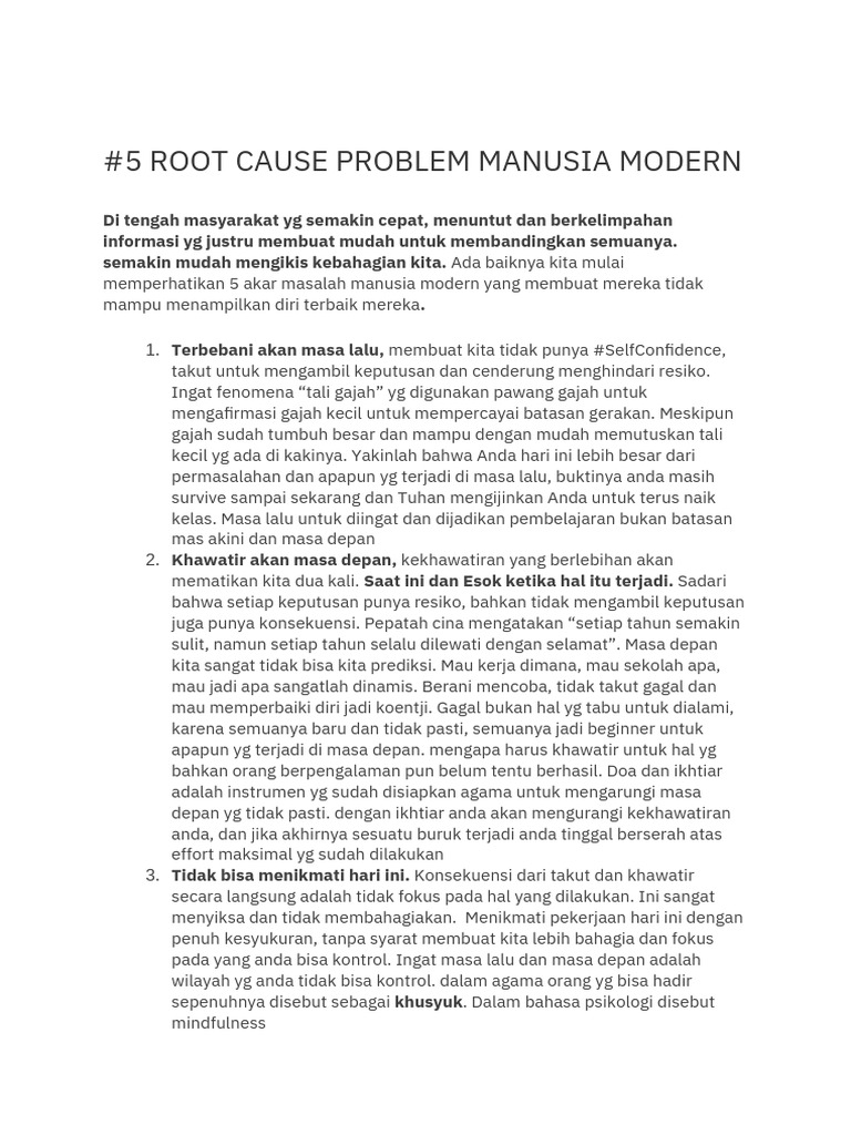 #5 Root Cause Problem Manusia Modern | PDF