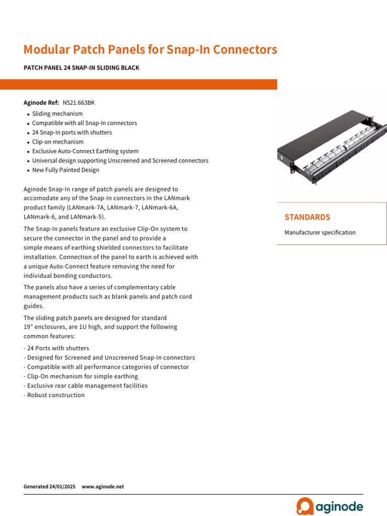 24-Port Sliding Snap-In Patch Panel | PDF | Electrical Connector ...