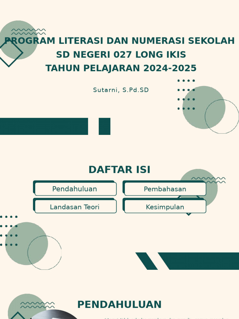 Program Literasi Dan Numerasi Sekolah SD Negeri 027 Long Ikis Tahun ...