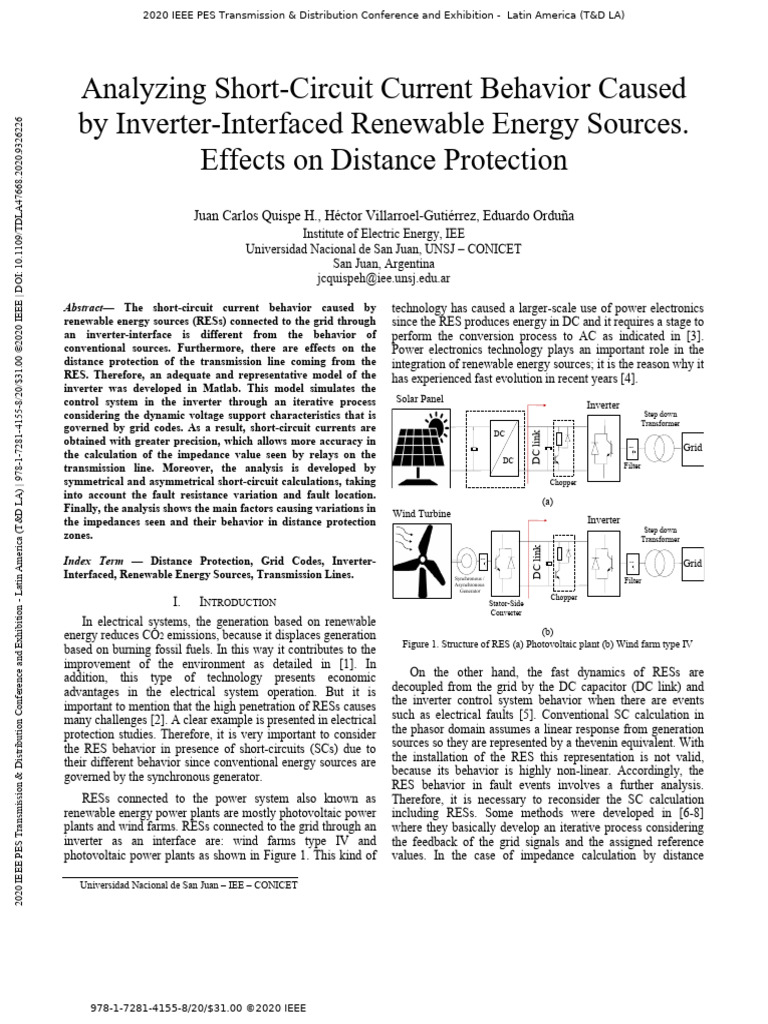 Short-Circuit Current from Inverter-Connected RES | PDF | Power ...
