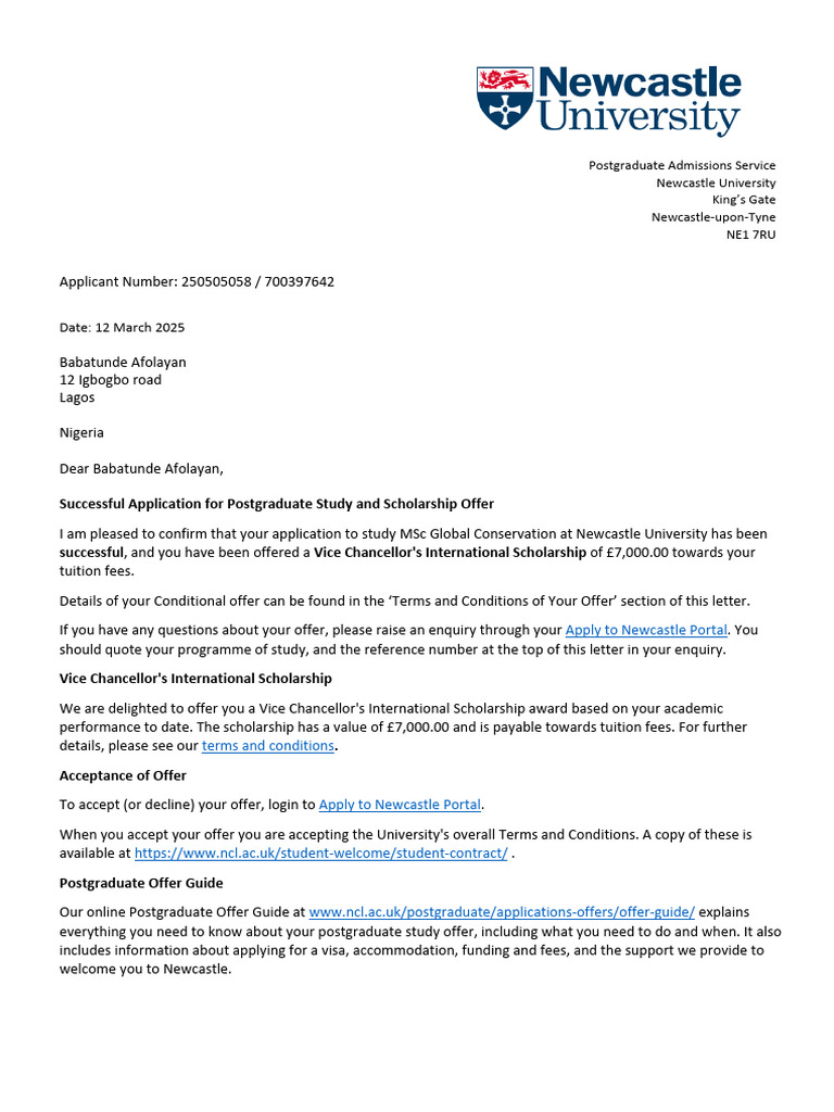 Newcastle University Postgraduate Offer | PDF | Postgraduate Education | Fee