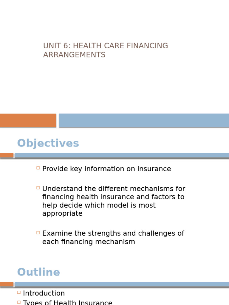 Unit 6 Health Care Financing Arrangemets | PDF | Insurance | Payroll Tax