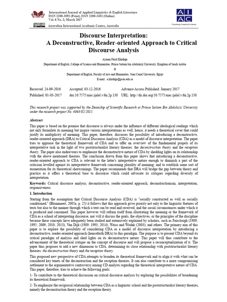 Discourse Interpretation A Deconstructive Reader Oriented 3oepz7c5oo | PDF | Deconstruction ...