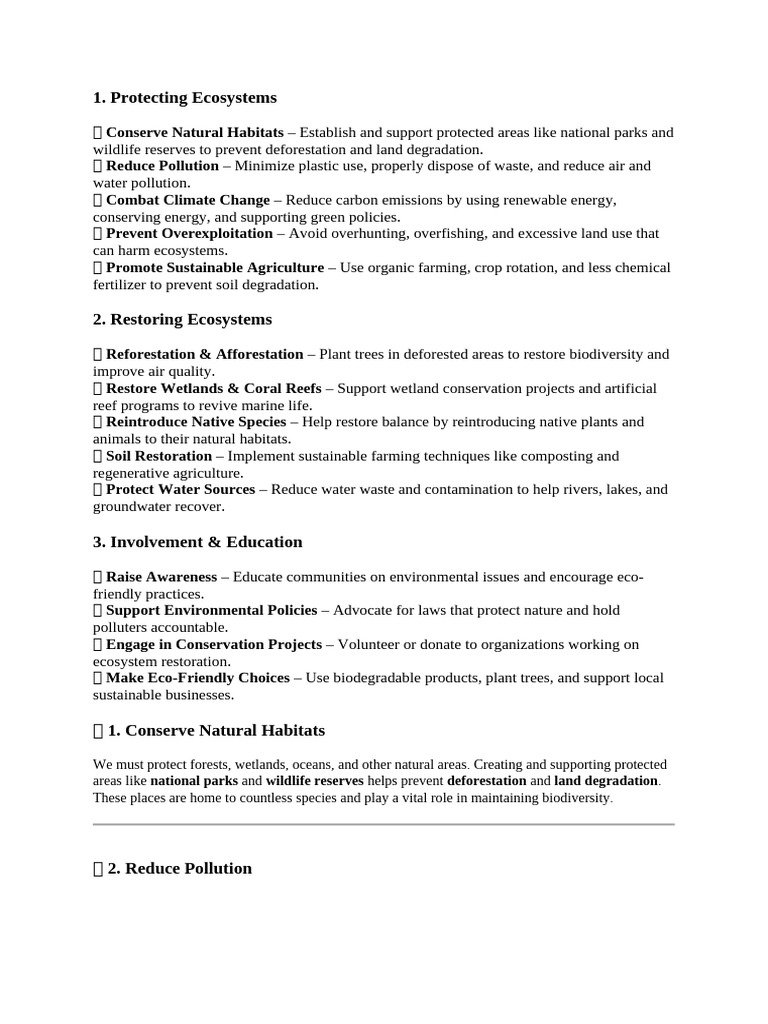 Ecosystem Protection and Restoration | PDF | Sustainable Agriculture ...