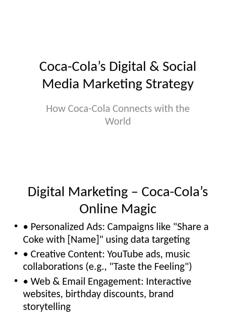 Coca-Cola's Digital Marketing Strategy | PDF
