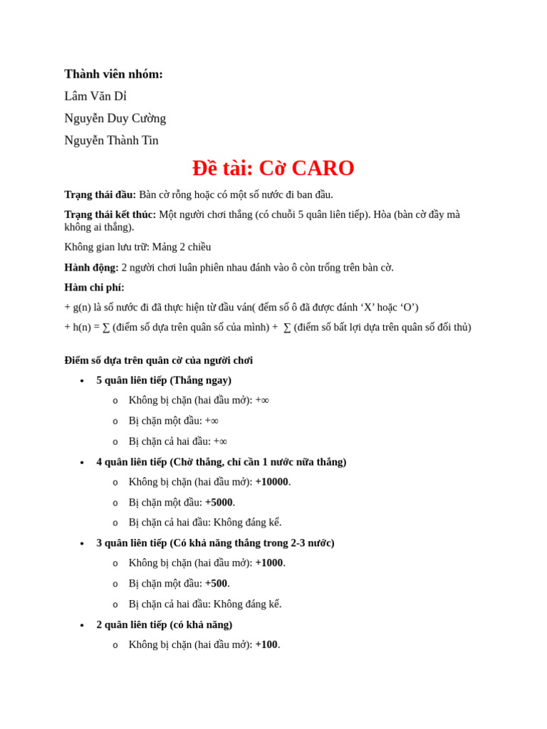 Đồ án nhóm đề tài cờ CARO | PDF