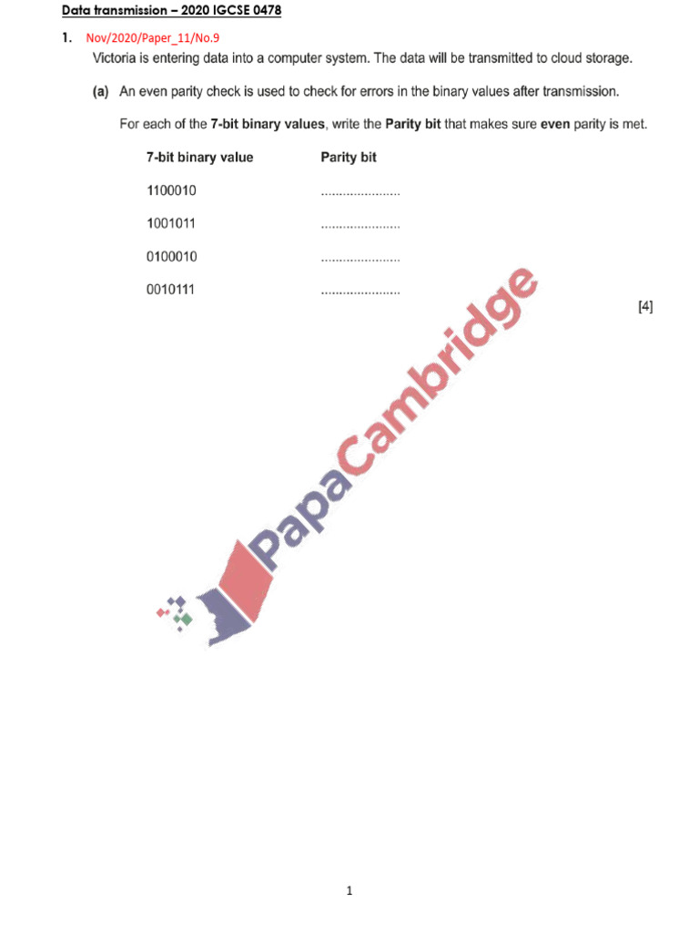 2020 Data Transmission IGCSE 0478 | PDF