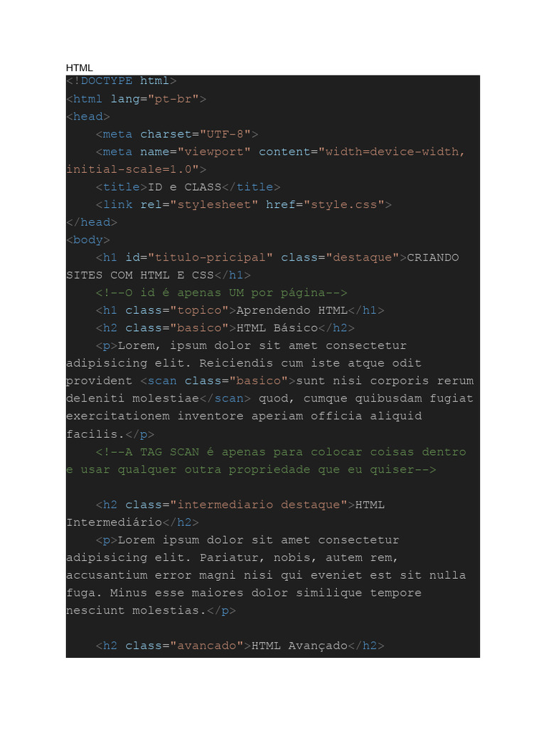 Exemplo de Site Simples Com HTML e Css | PDF