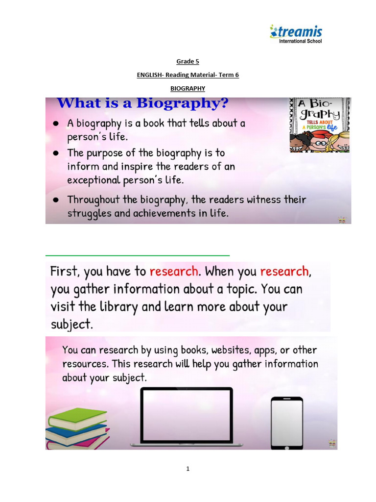 Writing a Biography: Grade 5 Guide | PDF