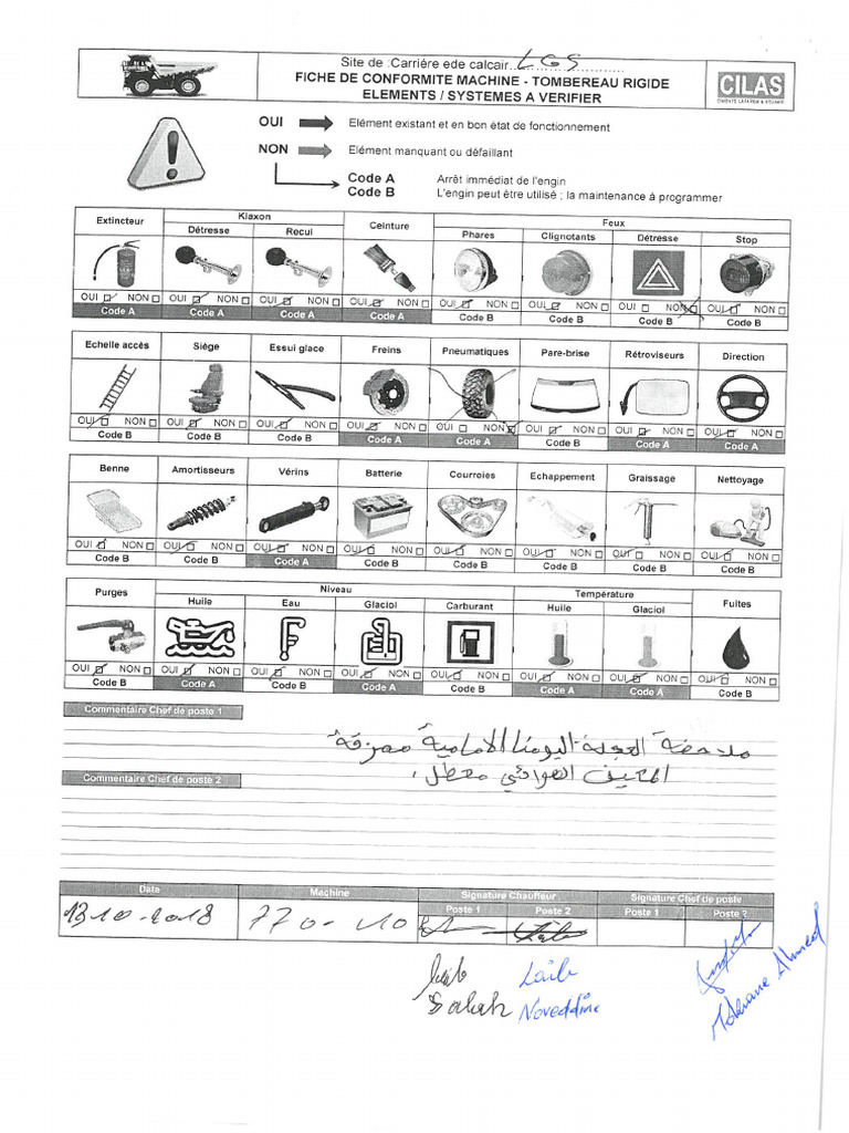 Check Liste de Vérification Engin Journalier | PDF