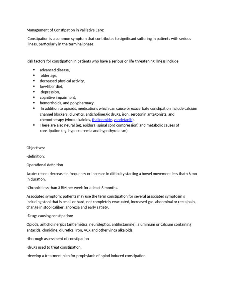 Constipation Management in Palliative Care | PDF