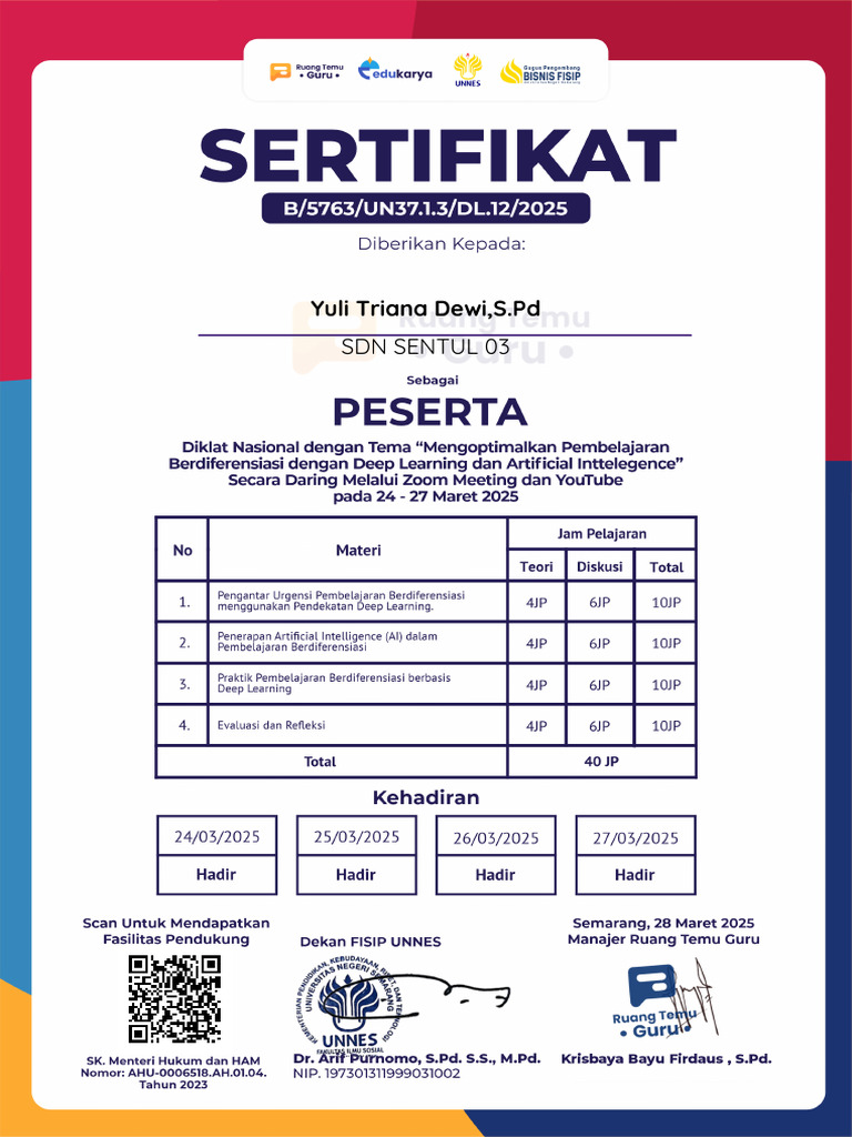 Sertifikat 1 2025 - Yuli Triana Dewi | PDF
