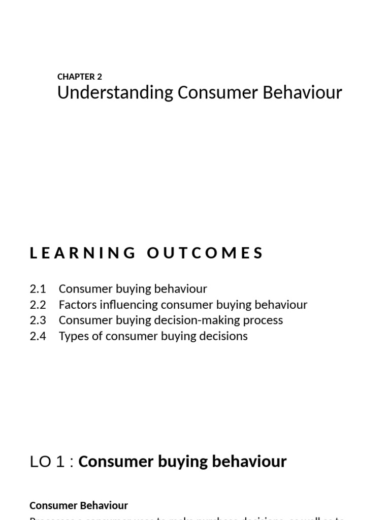CHAPTER 2 - Understanding Consumer Behaviour | PDF | Behavior | Consumer Behaviour