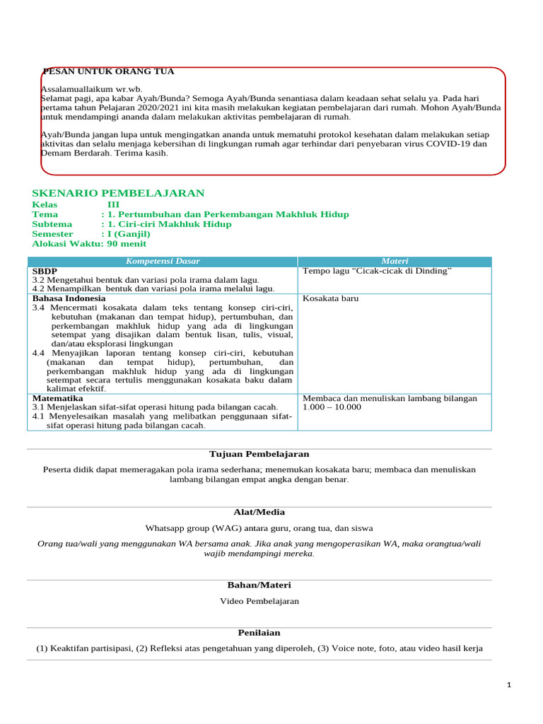 Skenario Pembelajaran | PDF