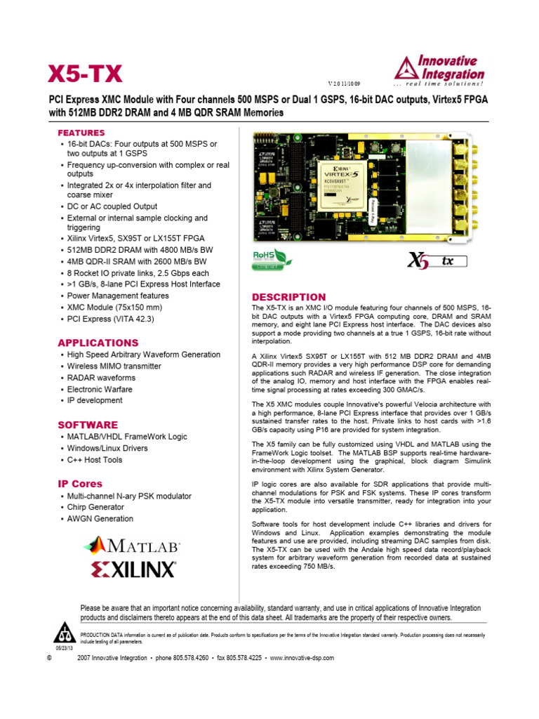 X5-TX_datasheet | PDF | Field Programmable Gate Array | Dynamic Random Access Memory