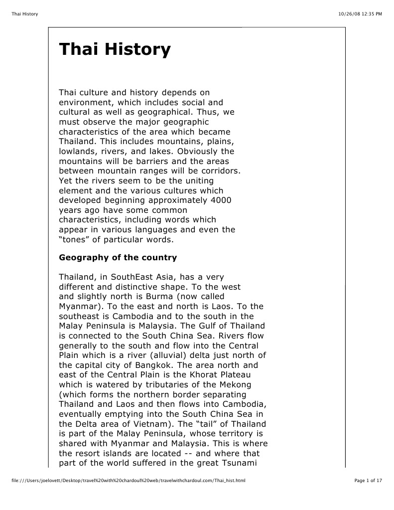 Thai History: Geography of The Country | PDF | Thailand | Unrest