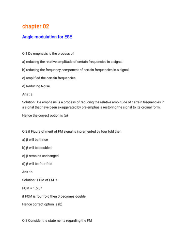 Chapter 02 Angle Modulation | PDF | Frequency Modulation | Computer Engineering