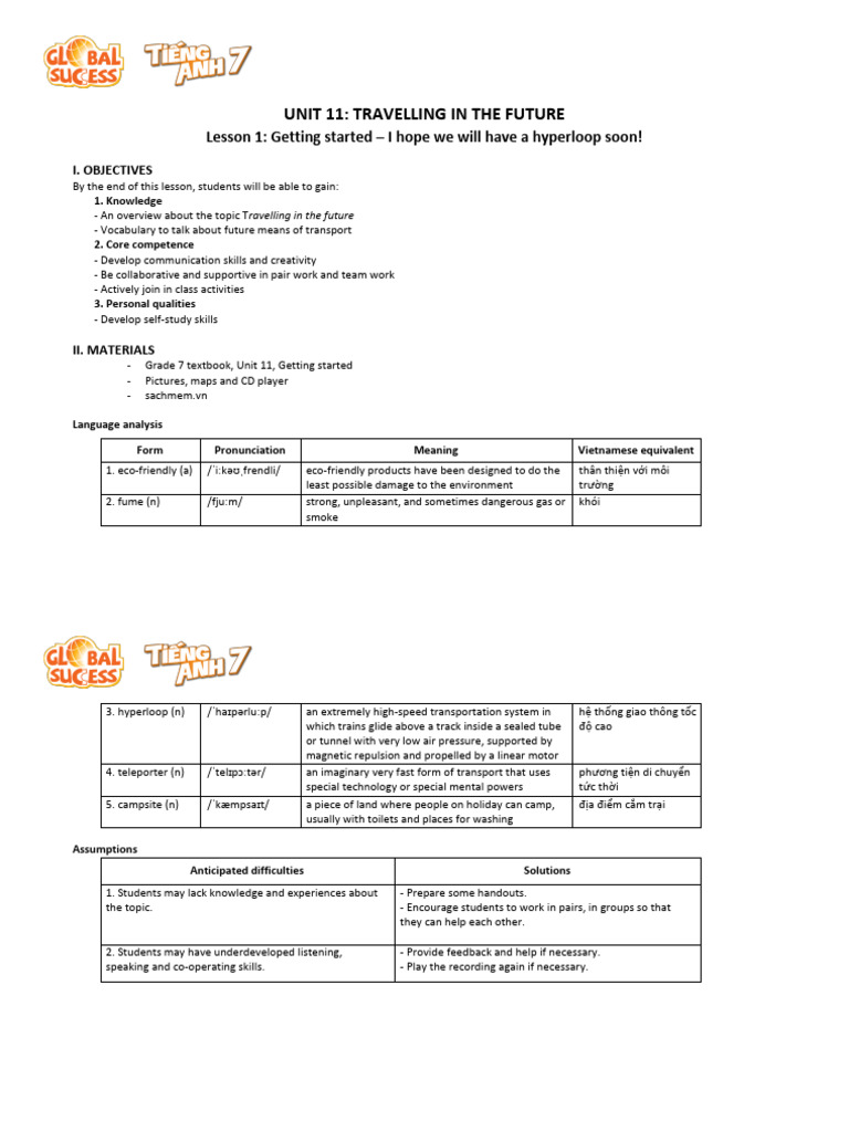 Future Transport in Unit 11 Overview | PDF | Stress (Linguistics) | Pronoun