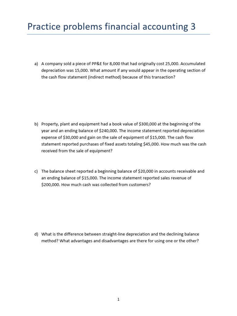 Financial Accounting Practice Problems | PDF | Cost Of Goods Sold ...