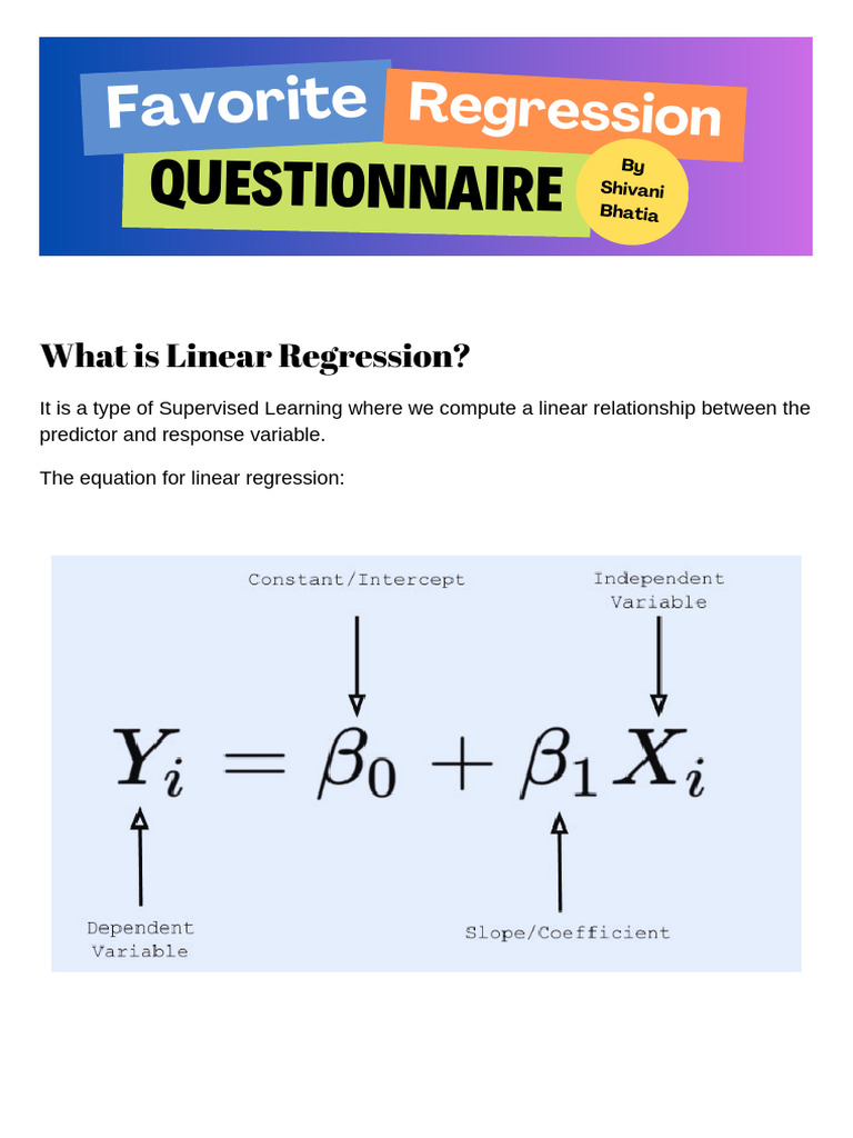 Understanding Linear Regression Concepts | PDF | Coefficient Of ...