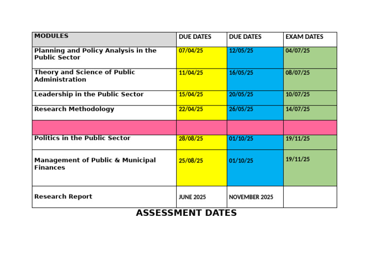 Assessment Timetable | PDF