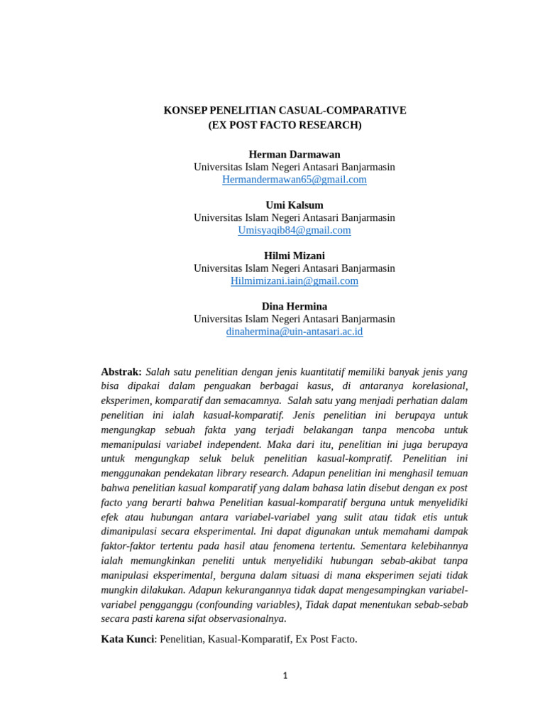 Konsep Penelitian Casual Comparative | PDF