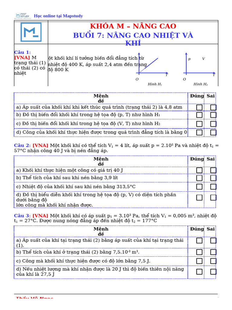 Tai Lieu - Buoi 7 Luyen Tap Bai Toan Noi Nang Khi Li Tuong 1726754306144 | PDF