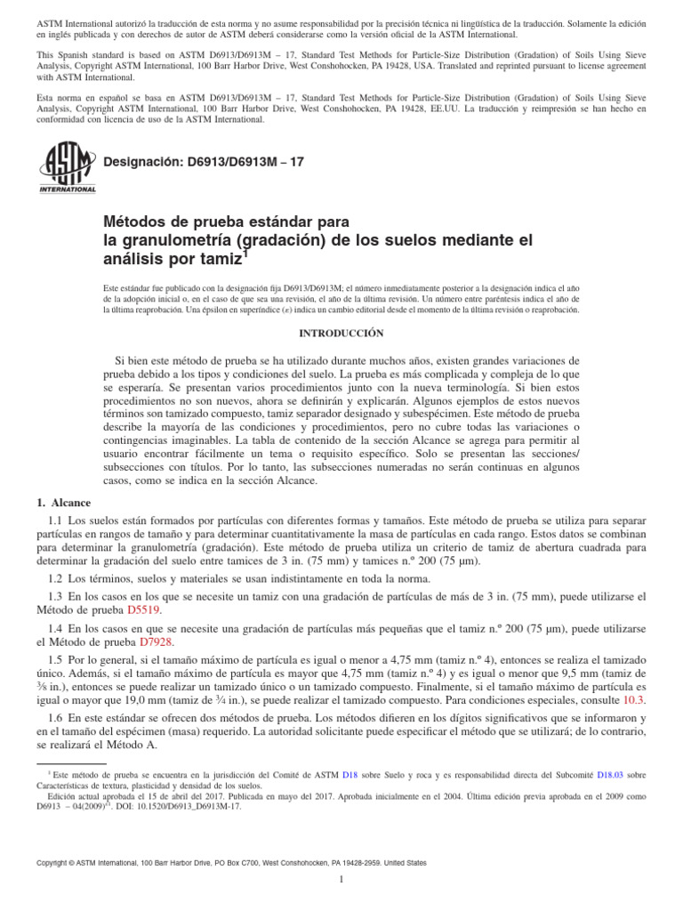 ASTM D6913_D6913M-17 | PDF | Datos | Porcentaje