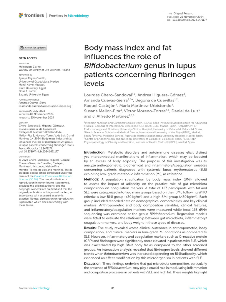 Body Mass Index and Fat Influences The Role of Bifidobacterium Genus in ...