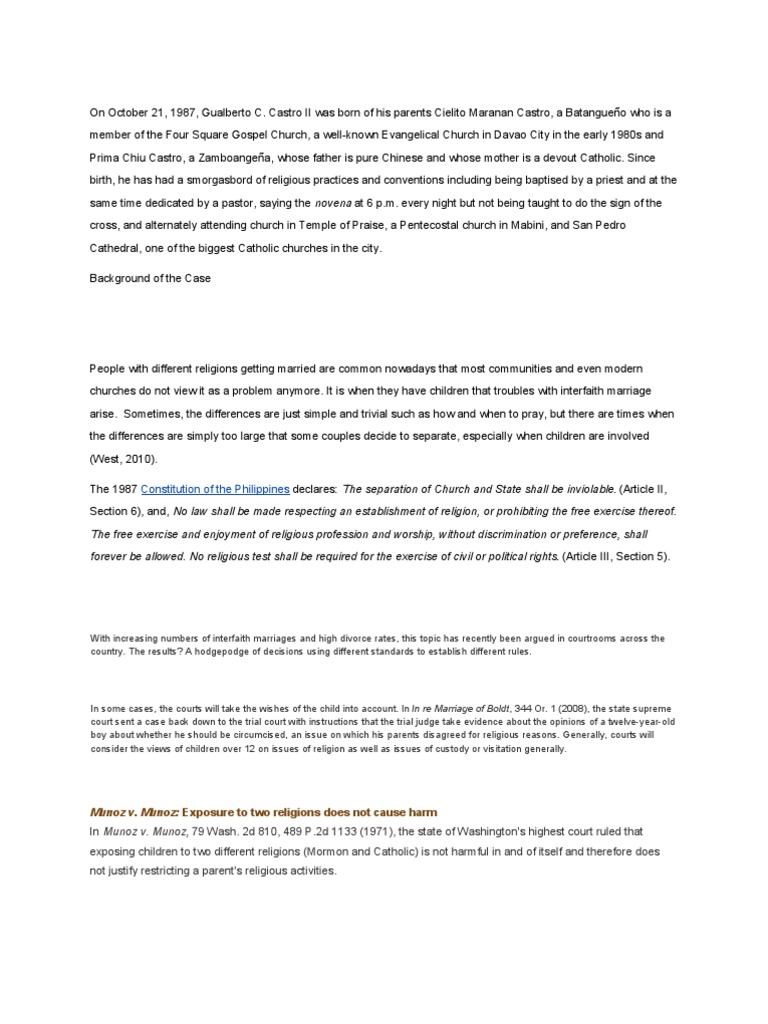 Case Study Children of Different Religions | PDF | Separation Of Church ...