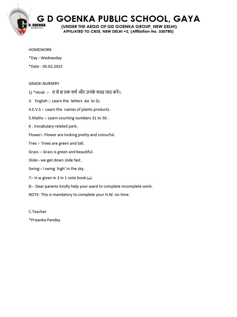 G D Goenka Public School, Gaya: (Under The Aegis of GD Goenka Group, New Delhi) | PDF ...