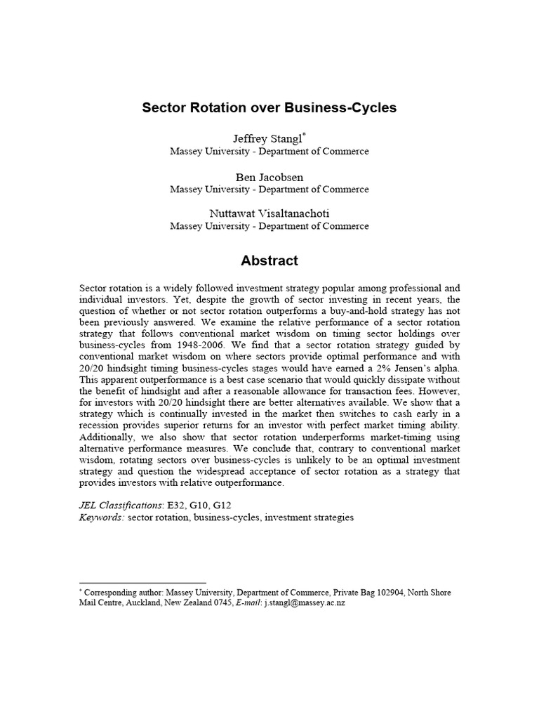 Sector Rotation Over Business-Cycles | PDF | Business Cycle | P Value