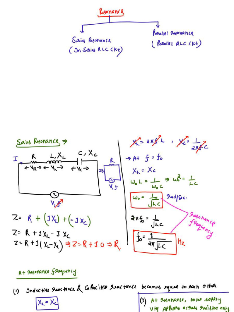 Resonance & Transient Notes (AC Analysis) - 443161 - Crwill | PDF