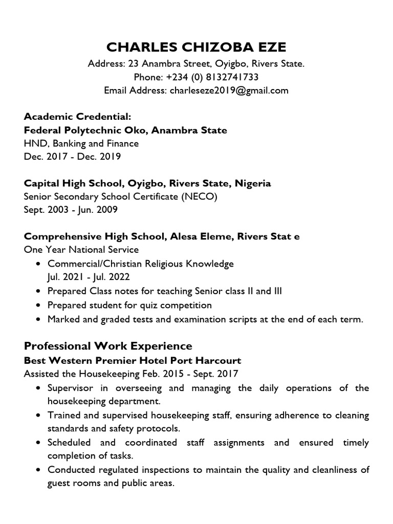 Charles Chizoba Eze Curriculum Vitae | PDF