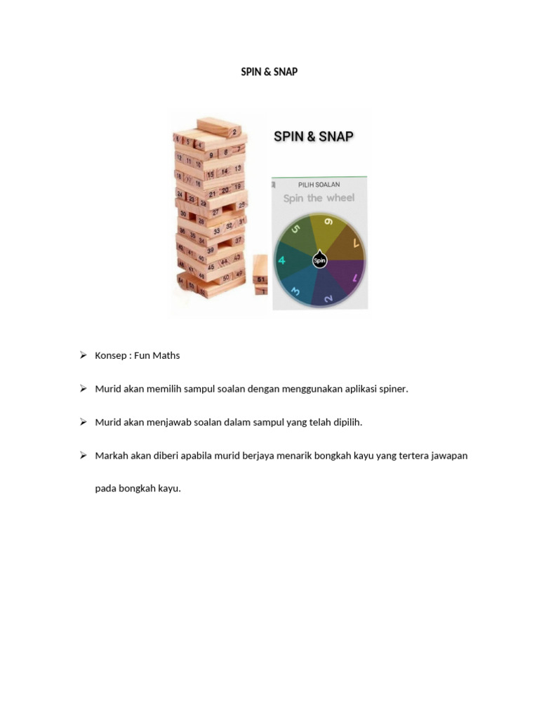 Fun Maths: Spin & Snap Game | PDF