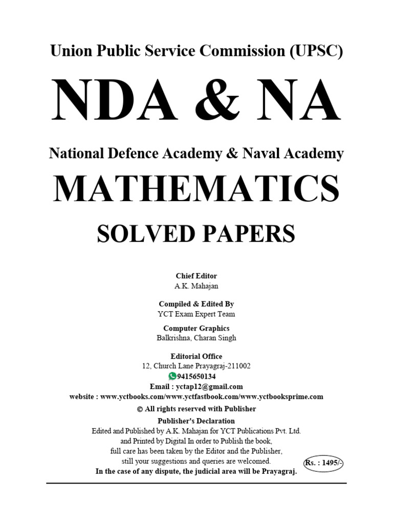 NDA 2025 Mathematics Solved Papers | PDF | Matrix (Mathematics ...