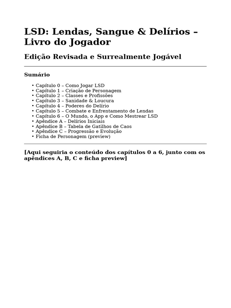 LSD Livro Do Jogador Revisado | PDF