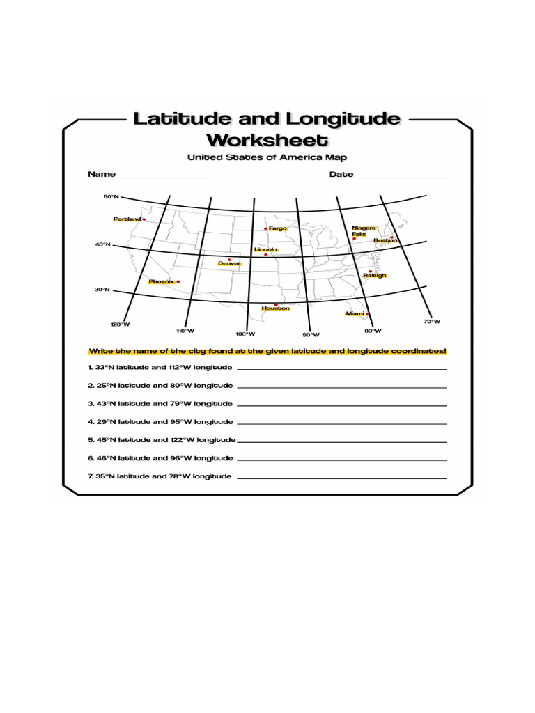Latitude and Longitude Worksheet | PDF