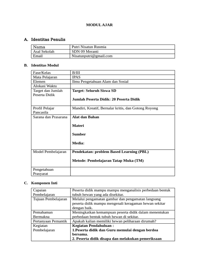 Modul Ajar Putri | PDF