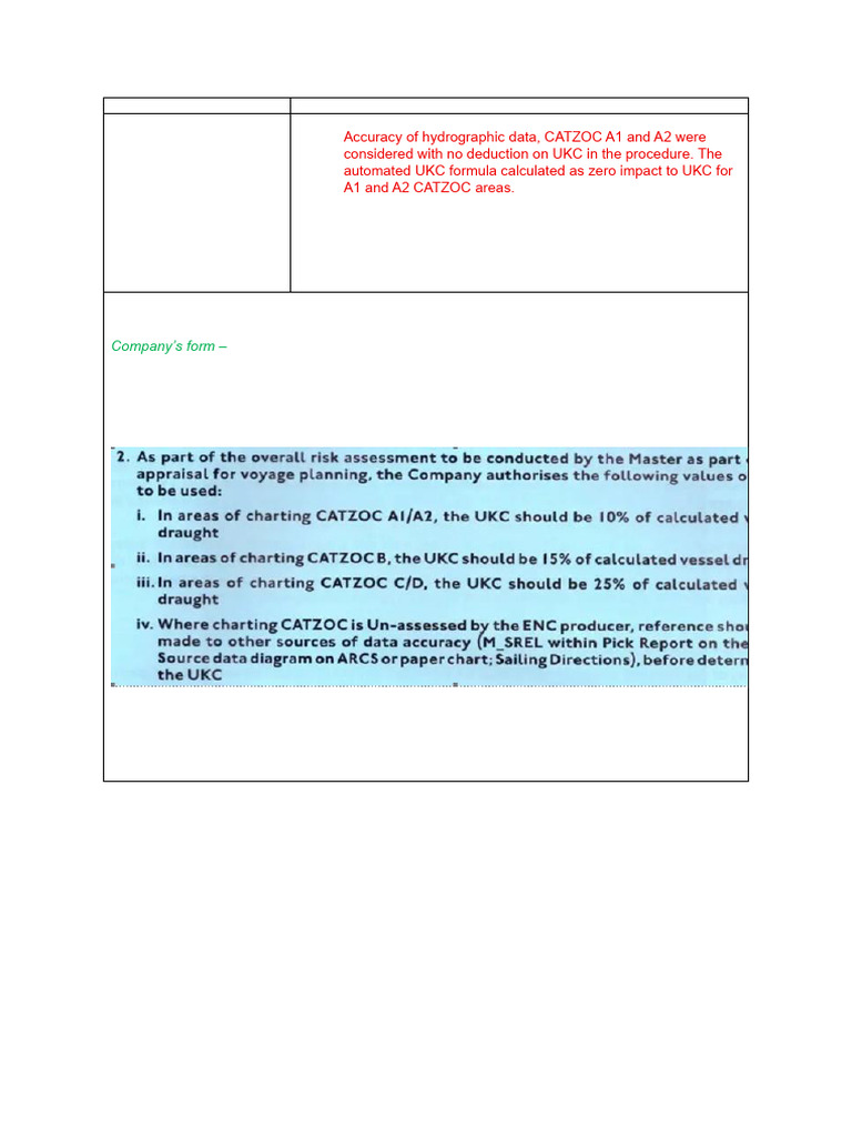 Operator's Comments On Obs 4.2.2 - CATZOC A1 and A2 | PDF