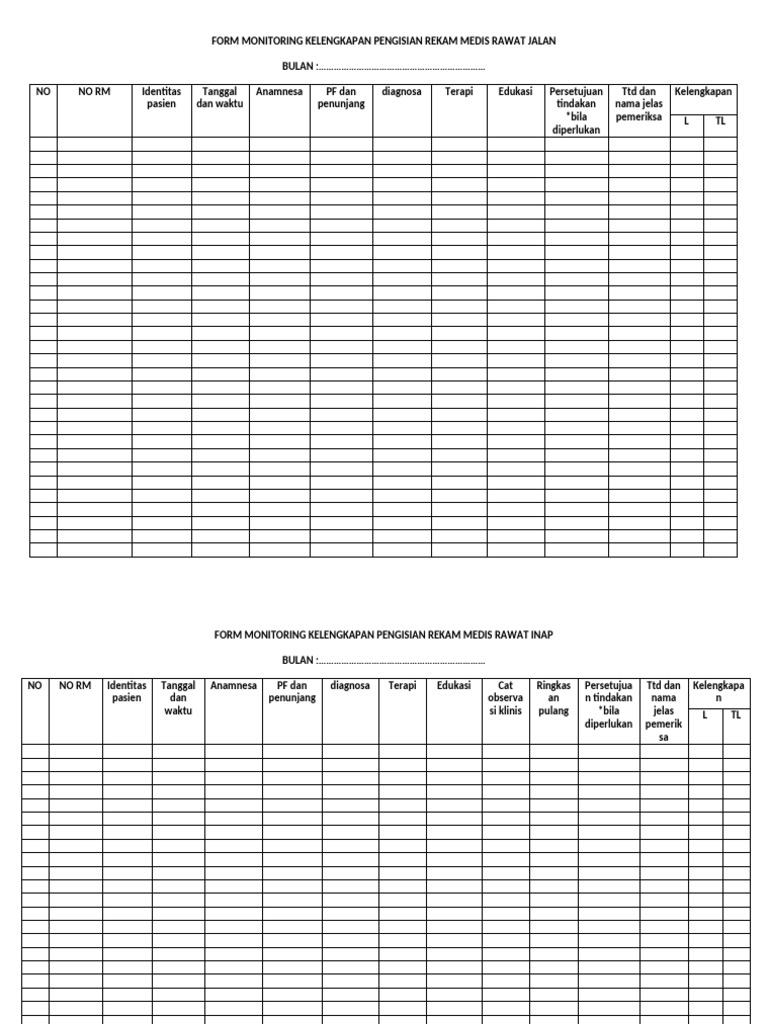 8.4.4.2.a FORM MONITORING KELENGKAPAN PENGISIAN REKAM MEDIS | PDF