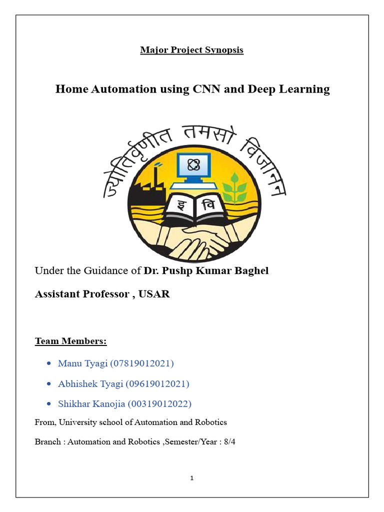 Major Project Synopsis | PDF | Internet Of Things | Automation