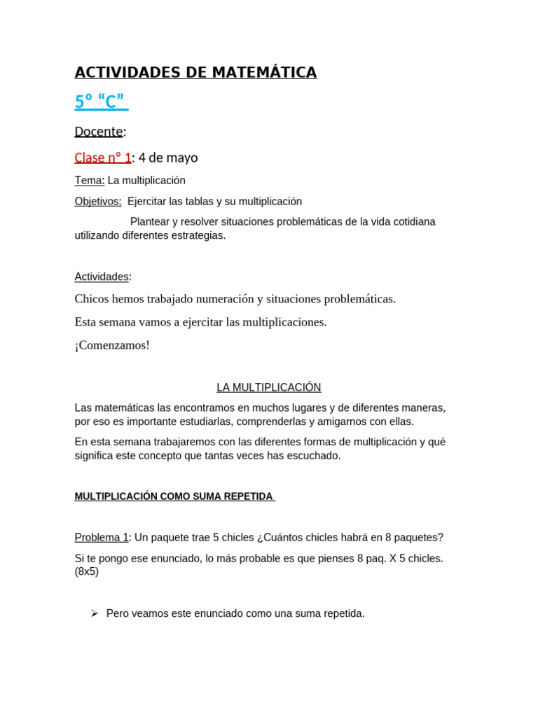 Matematica-Multiplicación y División | PDF | División (Matemáticas ...