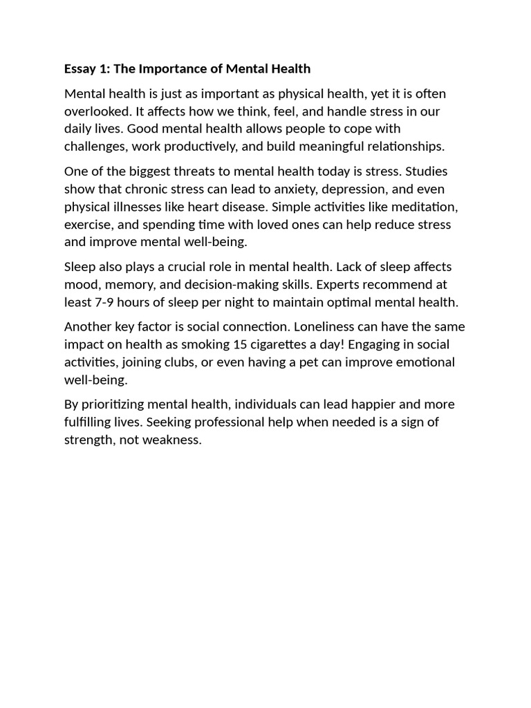 Essay 1 Health | PDF
