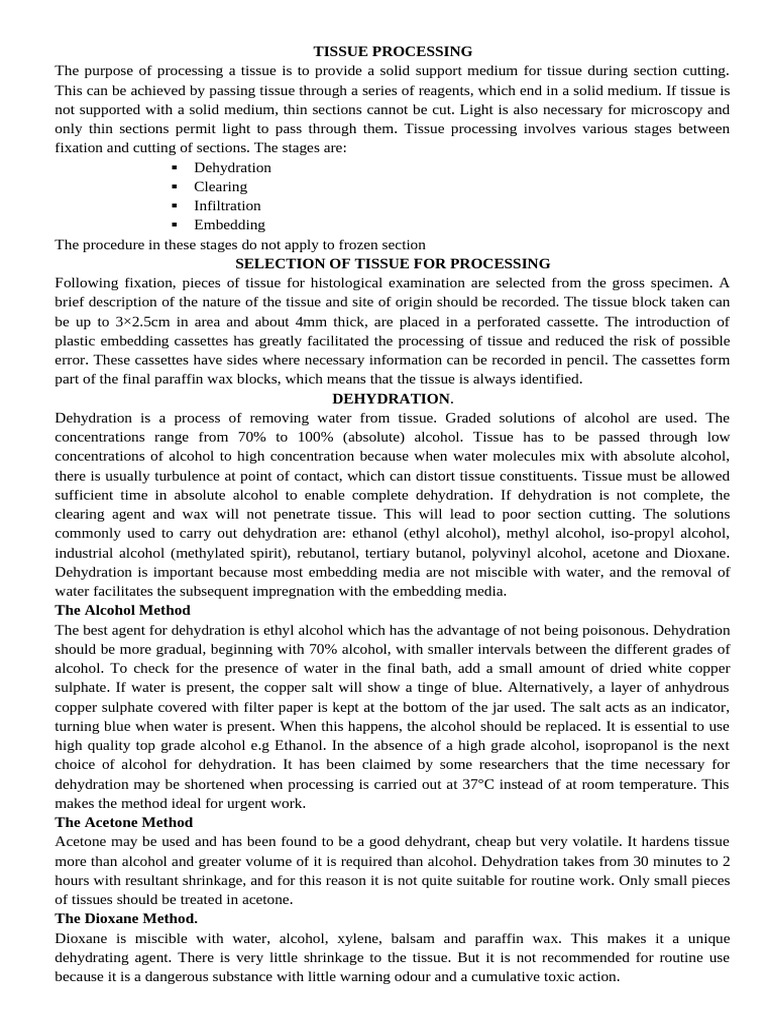 Tissue Processing Steps Overview | PDF | Ethanol