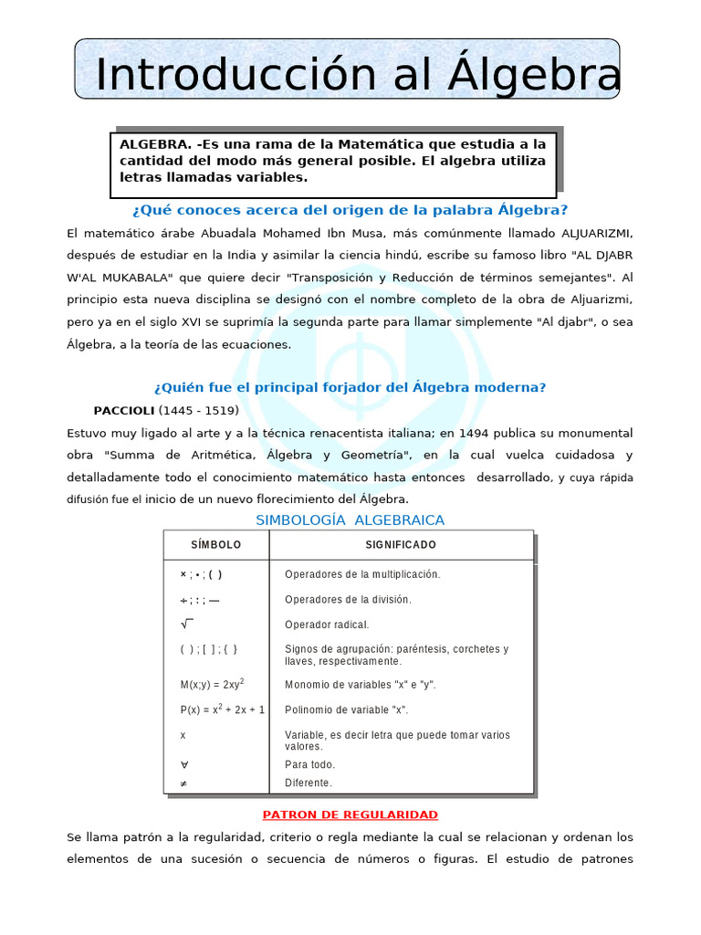 Introducción Al Álgebra | PDF