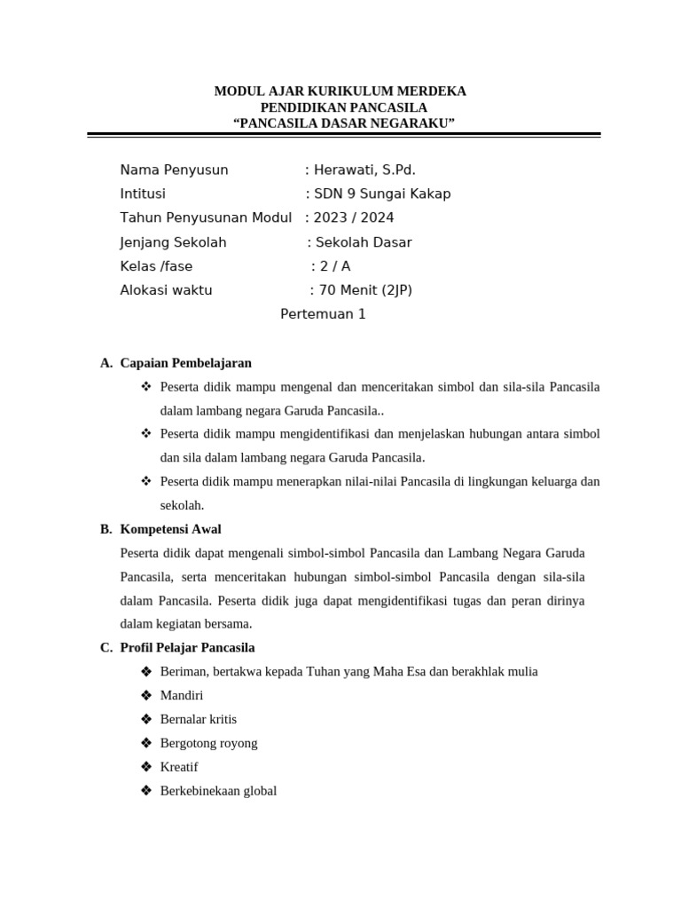 MODUL PPKn BAB1 | PDF