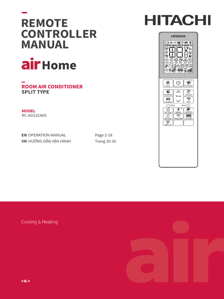 Remote Control Rc-Ags1ea0s (En VN) | PDF | Air Conditioning | Humidity