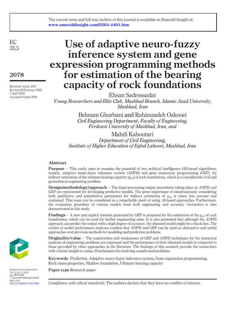 Use of Adaptive Neuro-Fuzzy Iference System and Gene Expression Programming Methods For ...